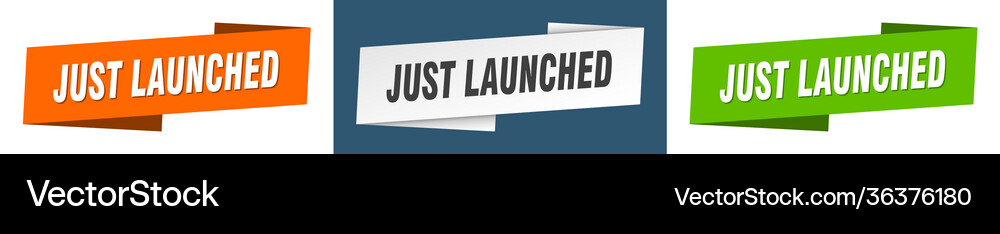 Just launched banner ribbon label Royalty Free Vector Image