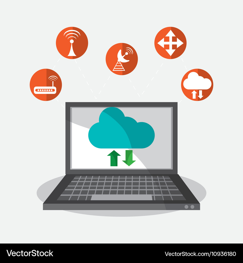Laptop and cloud computing design Royalty Free Vector Image