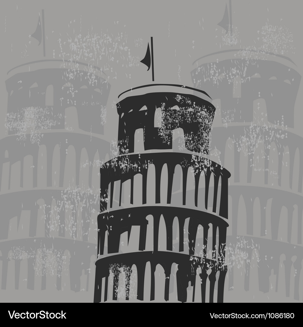 Learning tower of pisa grunge Royalty Free Vector Image