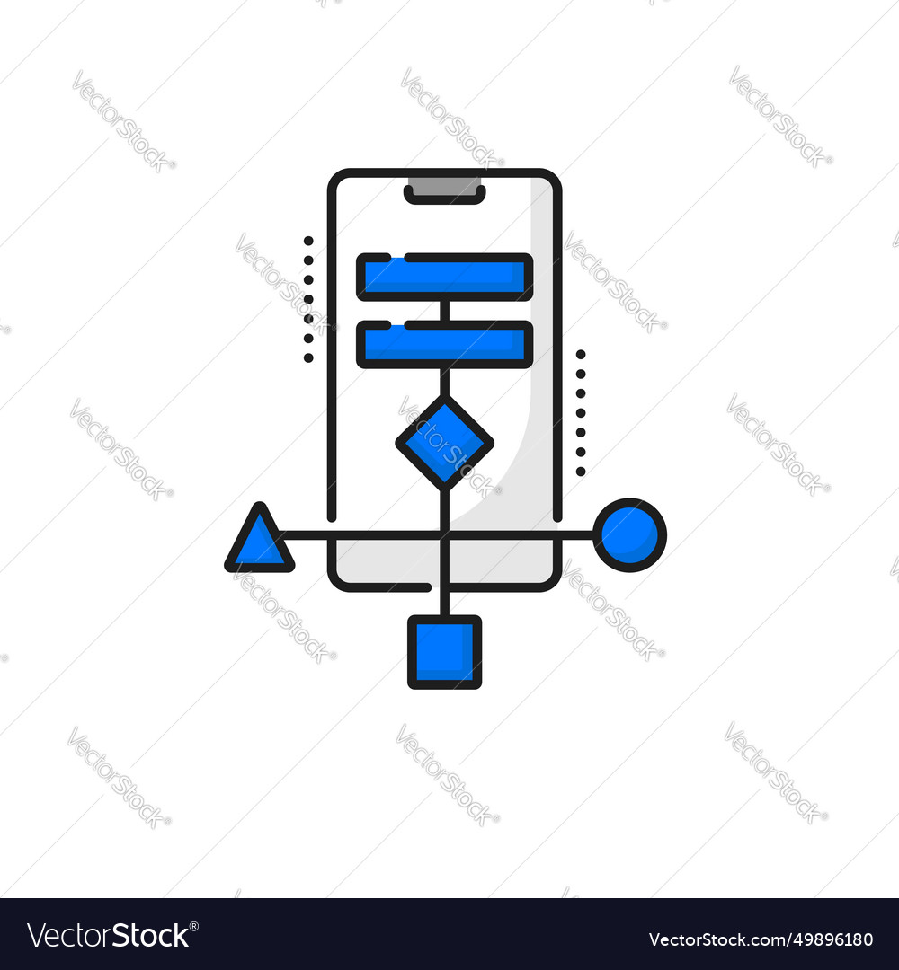 Mobile app develop planning coding outline icon Vector Image