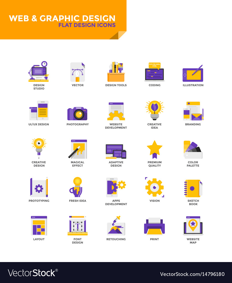 Modern material flat design icons - web Royalty Free Vector