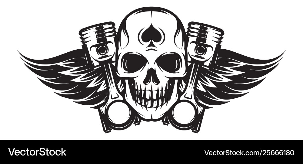 Monochrome image on motorcycle theme with skull Vector Image