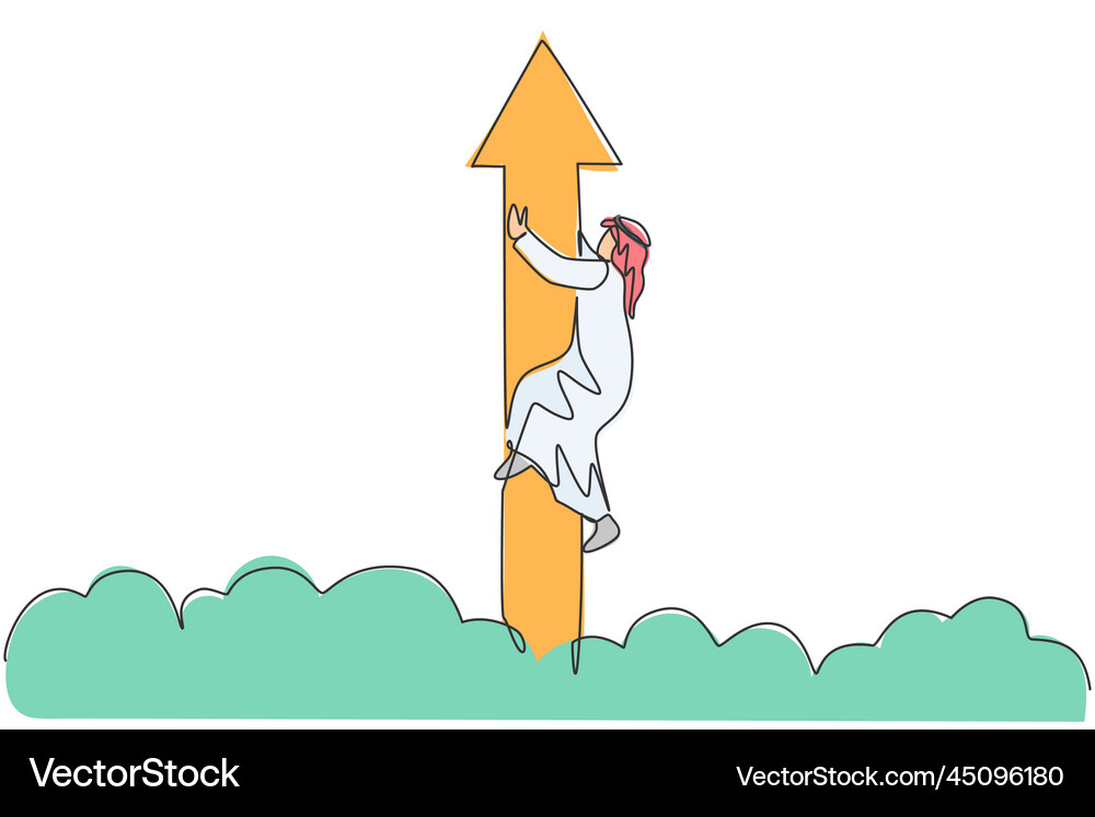 Single one line drawing young arabic businessman Vector Image