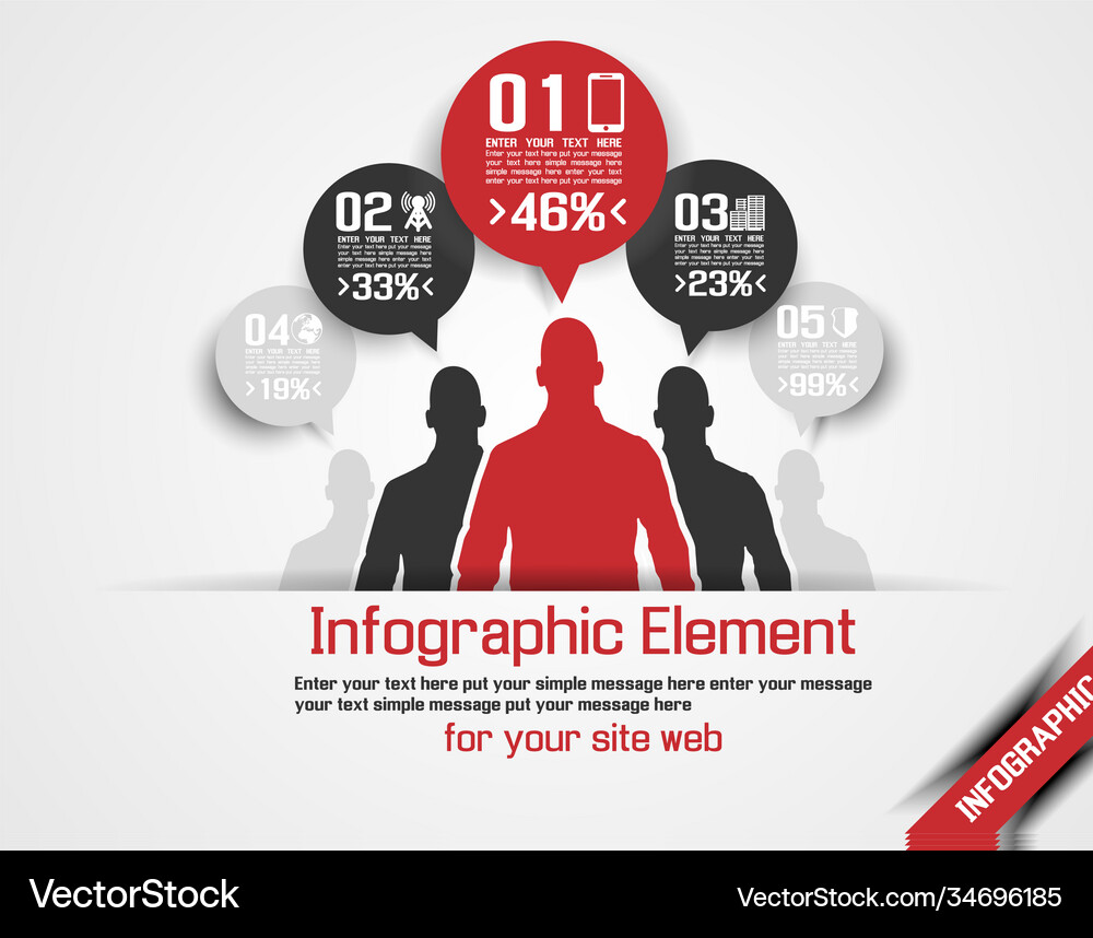 Business man infographic option three- 4 red Vector Image