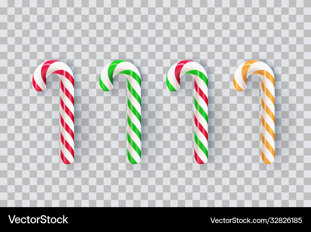 Christmas realistic striped stick candy isolated Vector Image