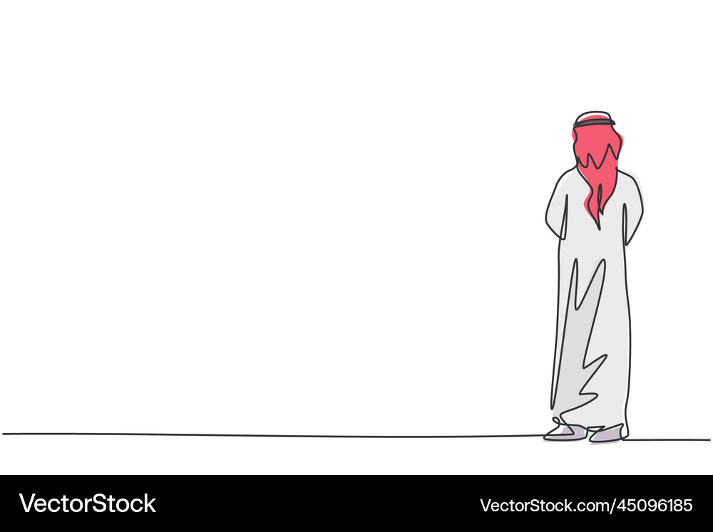 Continuous one line drawing of young arab Vector Image