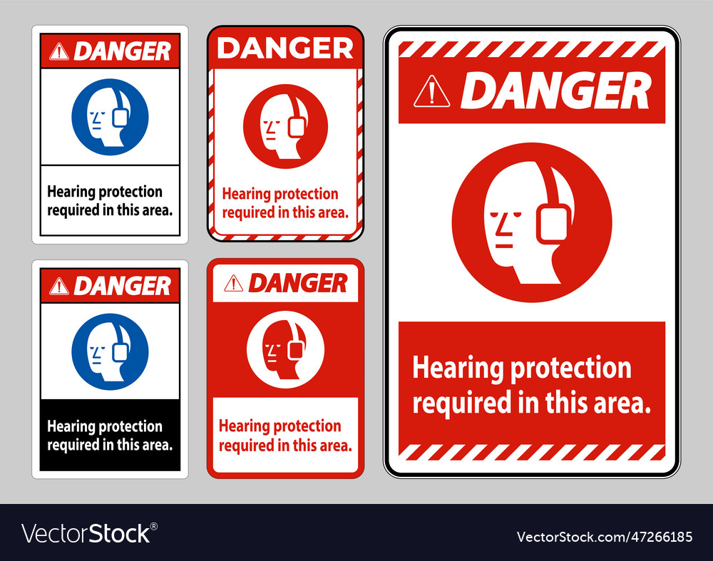 Danger Ppe Sign Hearing Protection Required Vector Image