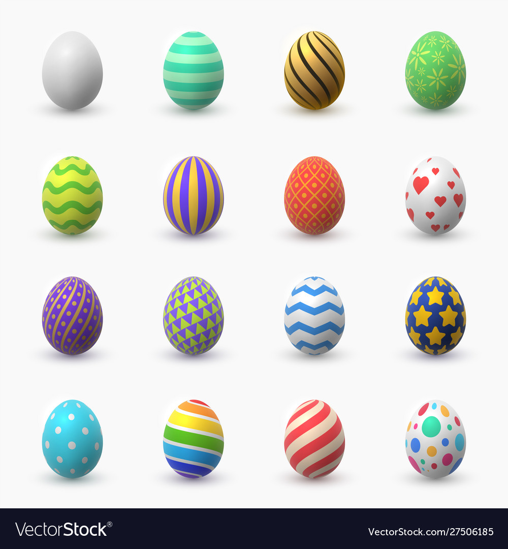 Easter eggs 3d color Royalty Free Vector Image