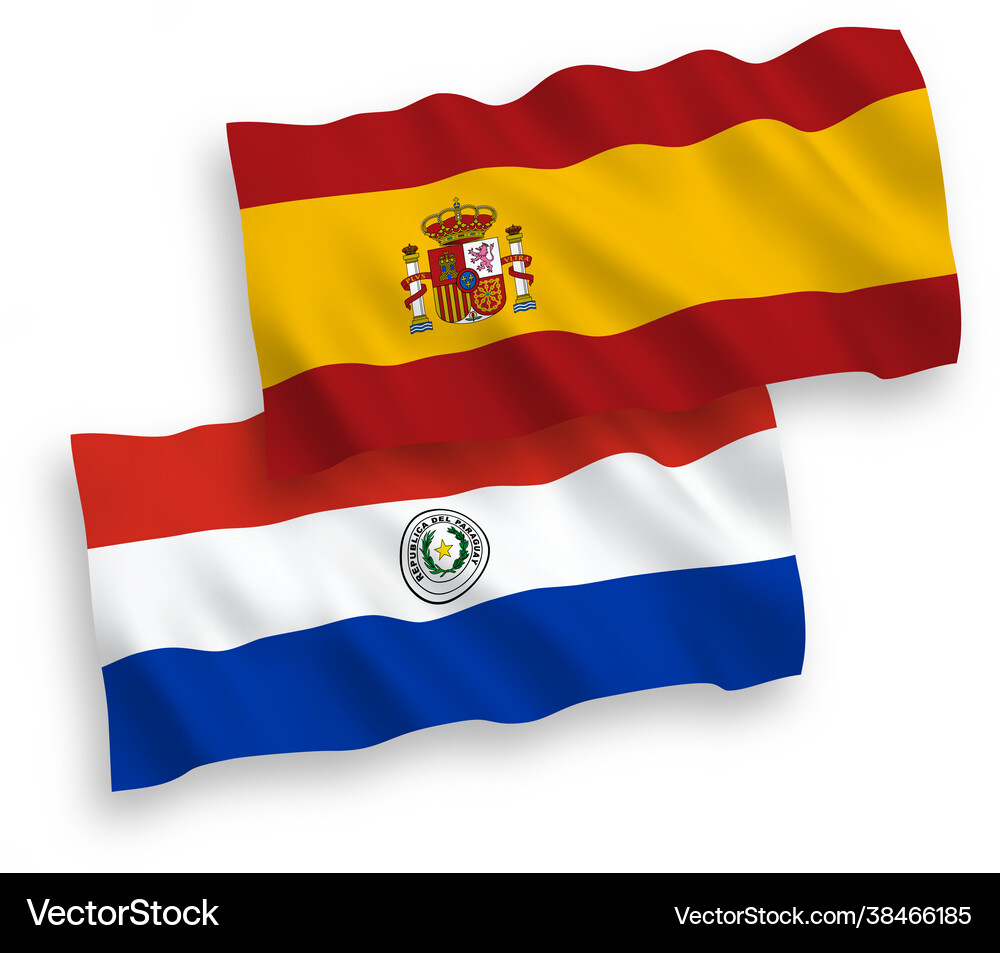 Flags paraguay and spain on a white background Vector Image