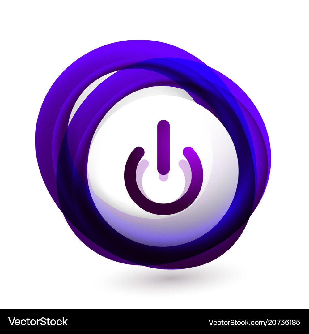 Glass transparent effect power start button Vector Image