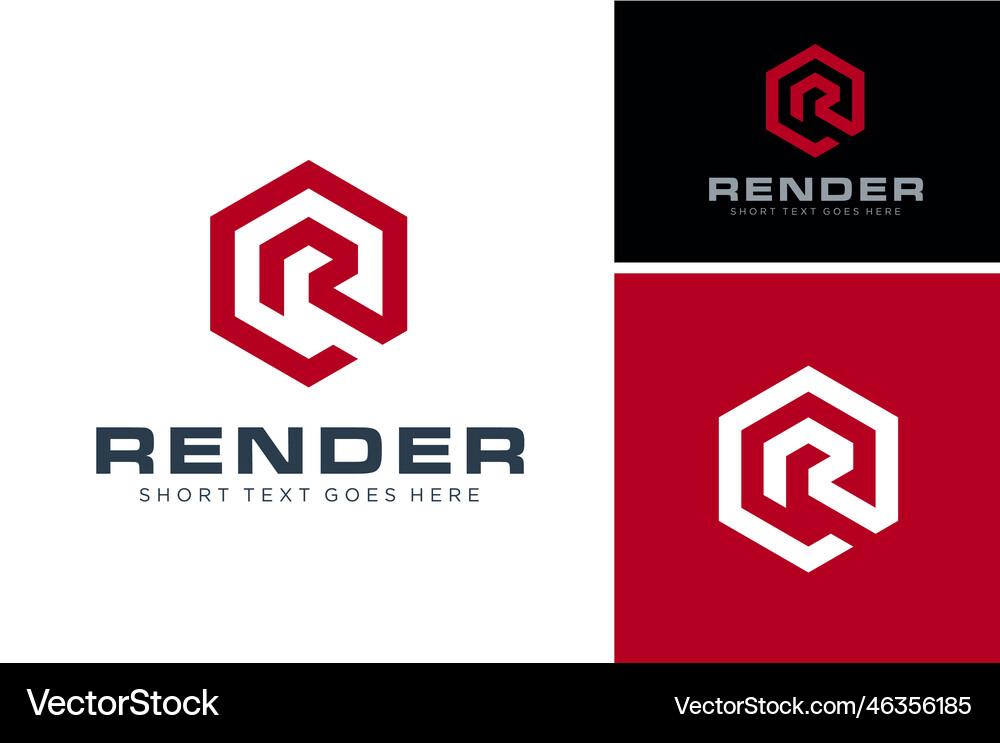 Initial letter r futuristic simple hexagon logo Vector Image