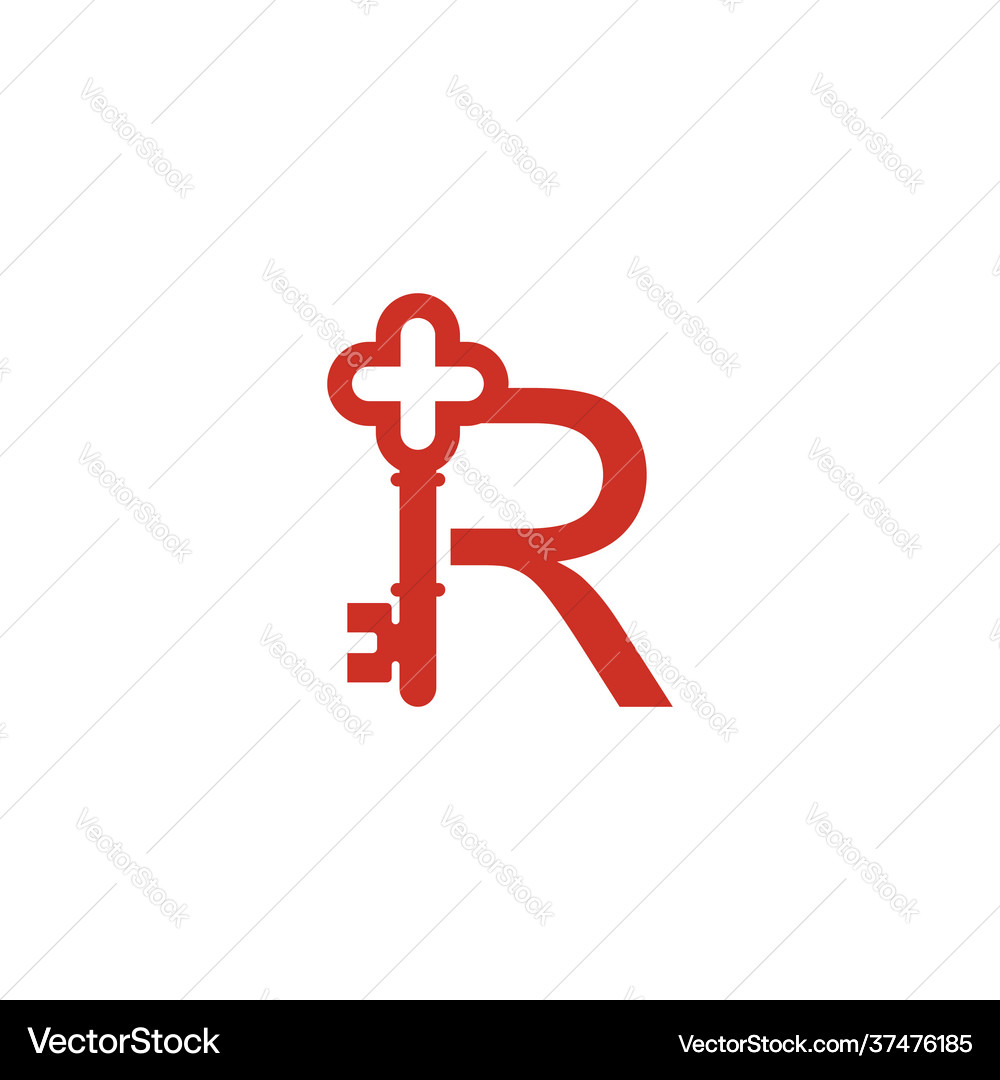 Letter r logo icon with key design symbol Vector Image