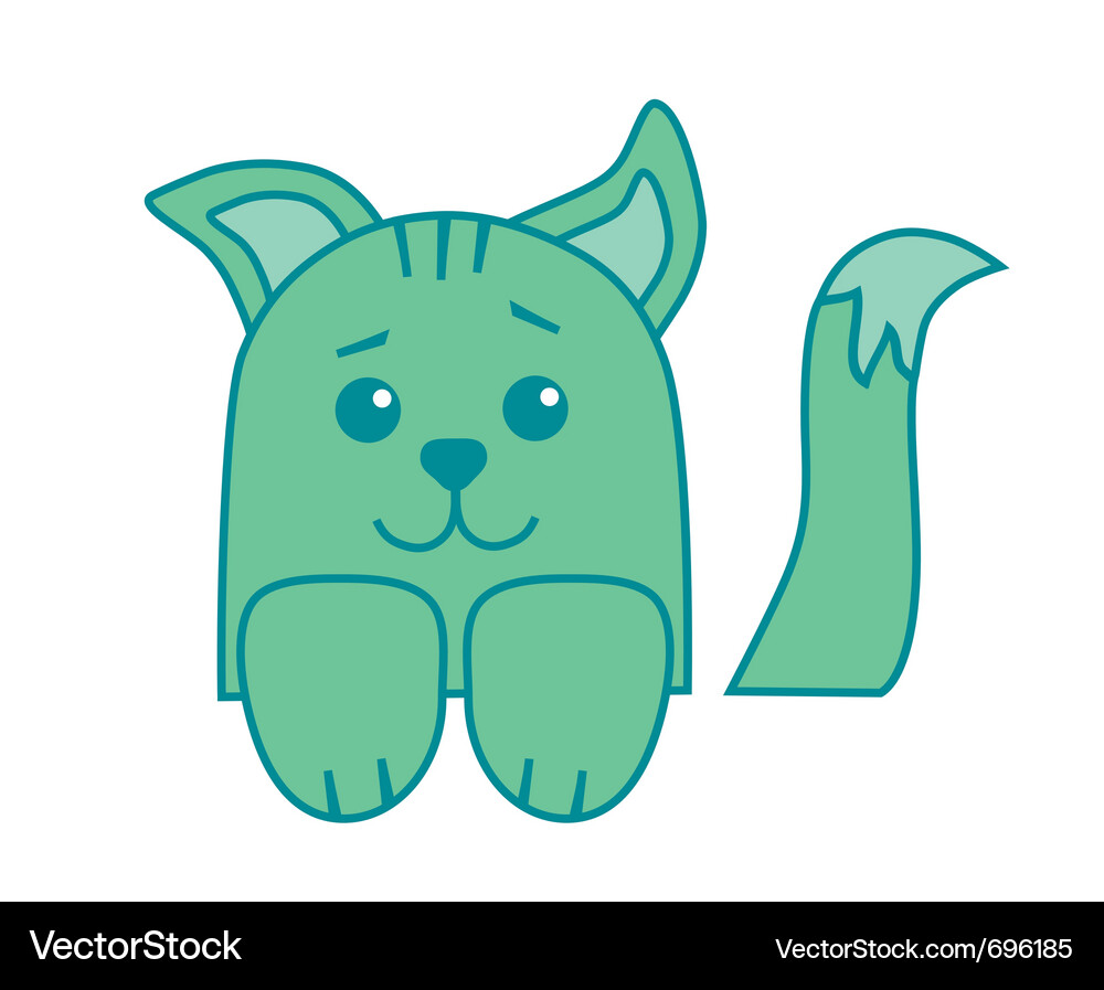 Little green colored cartoon kitten Royalty Free Vector