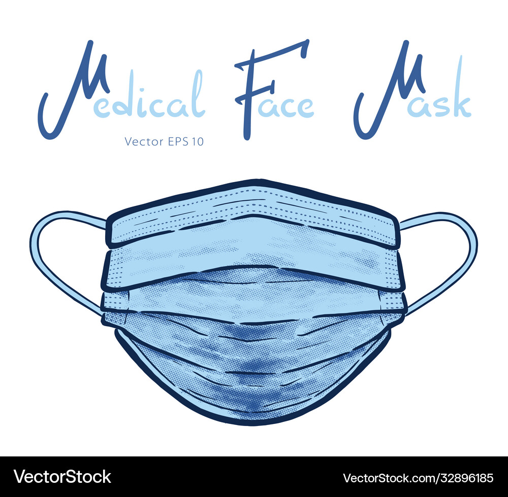 Medical face mask hand drawn Royalty Free Vector Image