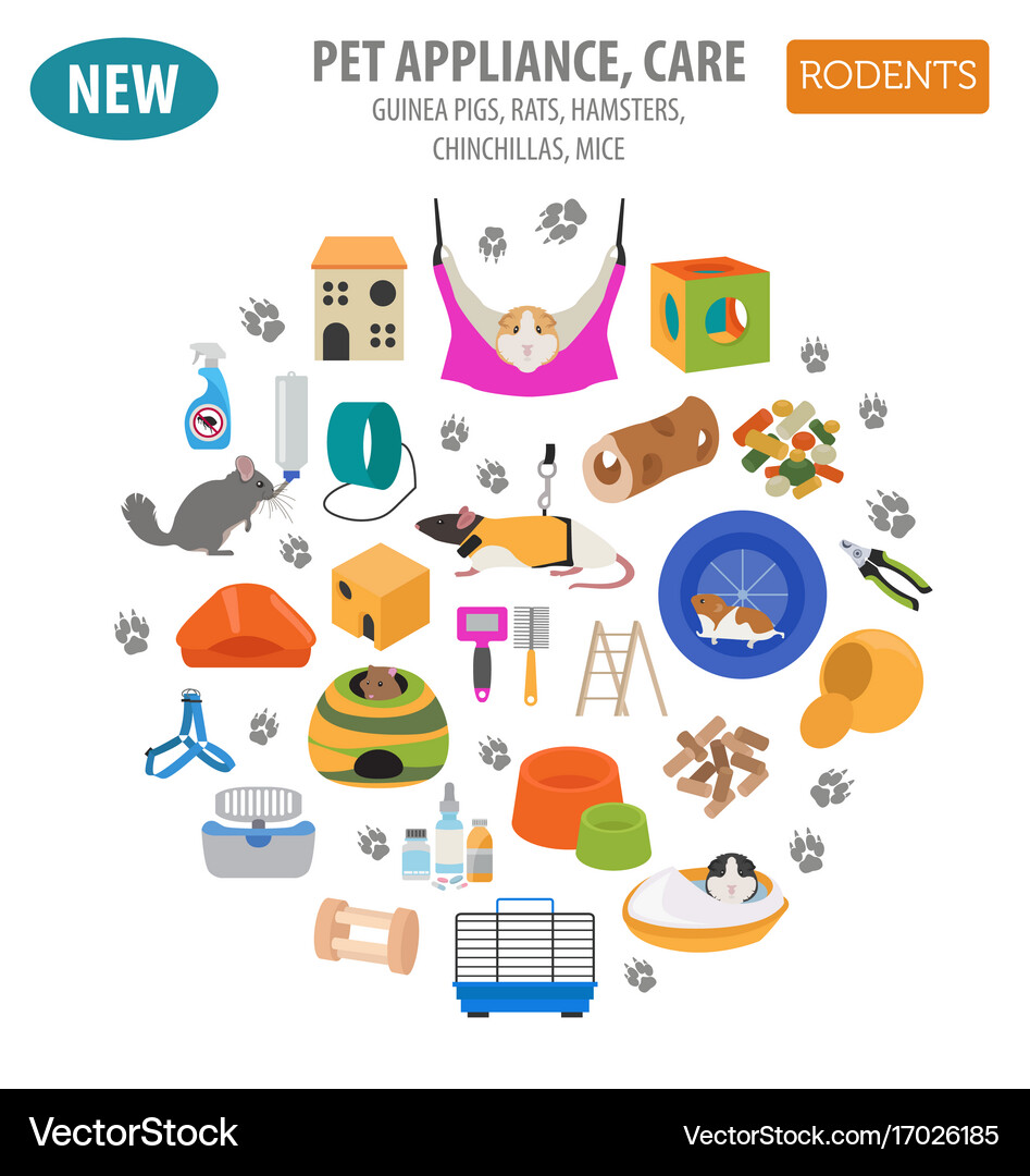 Pet appliance icon set flat style isolated Vector Image