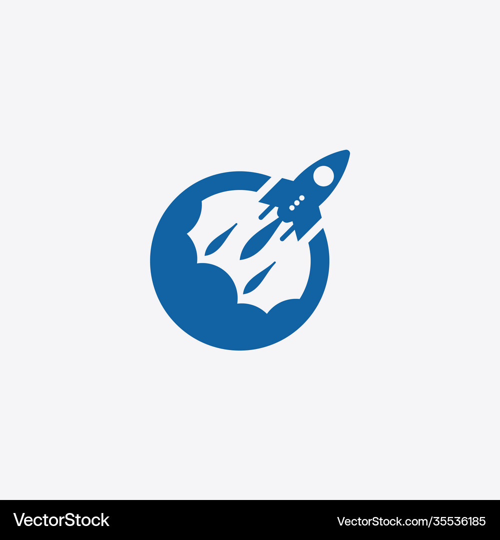 Rocket logo design blue planet sign symbol Vector Image