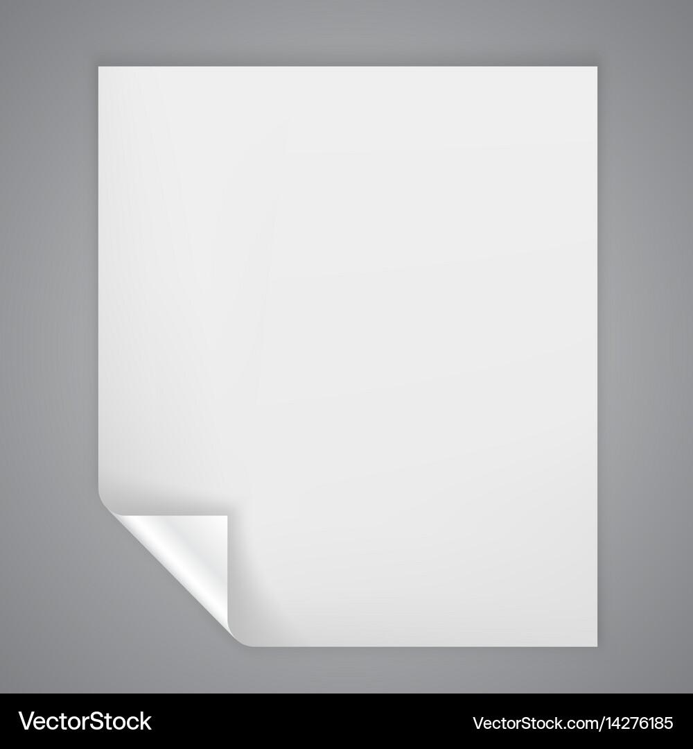 Sheet of paper with a bent corner Royalty Free Vector Image