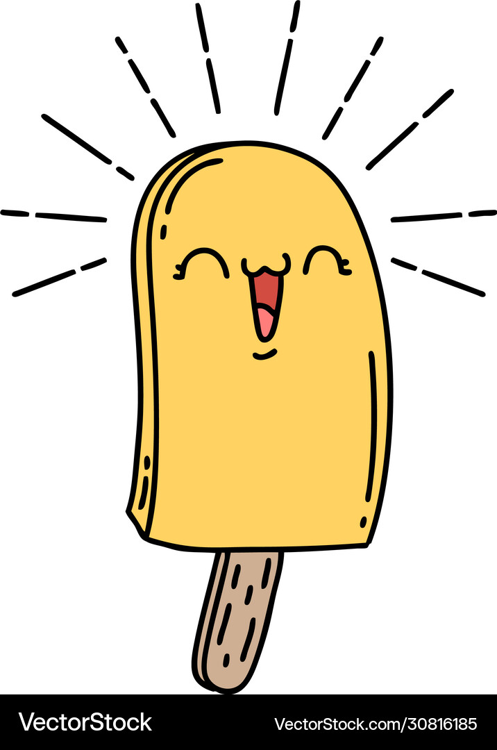 Traditional tattoo style ice lolly Royalty Free Vector Image