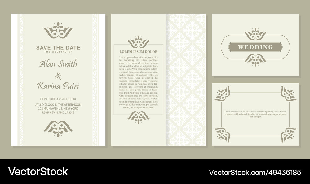 Vintage wedding invitation with pattern motif Vector Image
