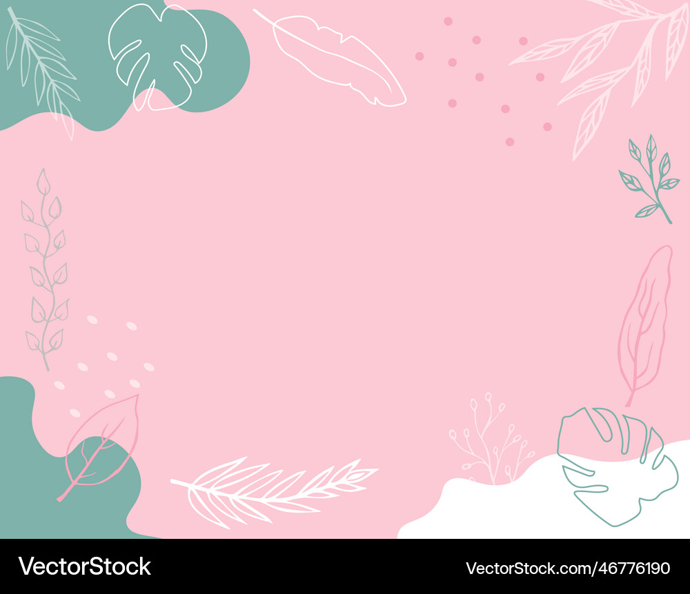 Abstract pink minimalistic background with leaves Vector Image