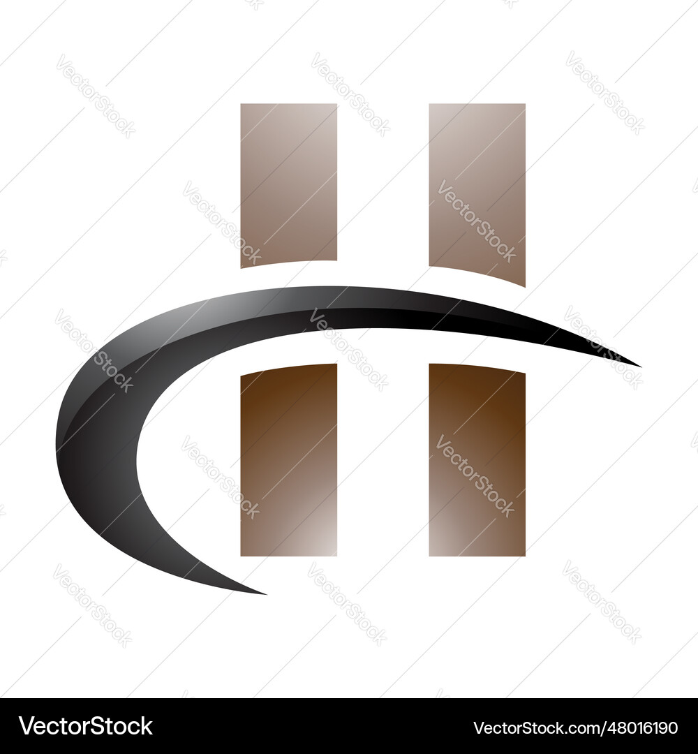 Brown and black glossy letter h icon Royalty Free Vector
