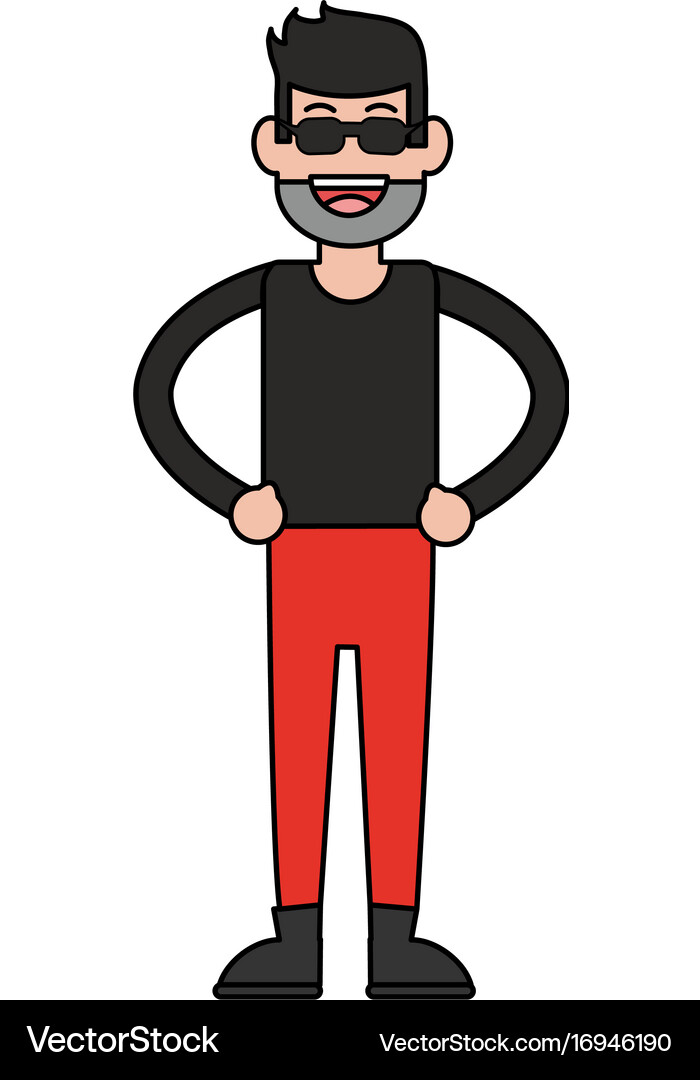 Happy smiling man with sunglasses full beard Vector Image