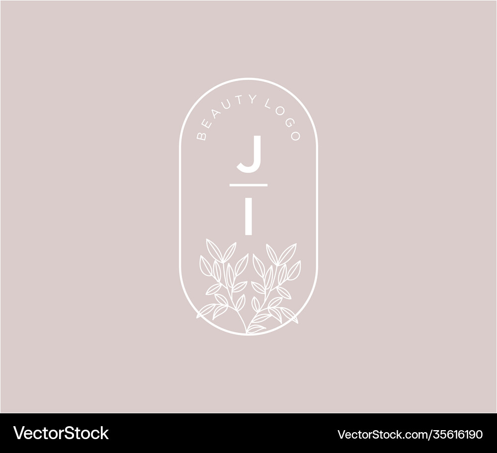Initial ji letters beautiful floral feminine Vector Image