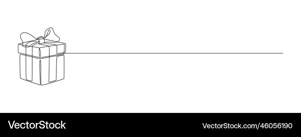 One continuous line drawing of christmas present Vector Image