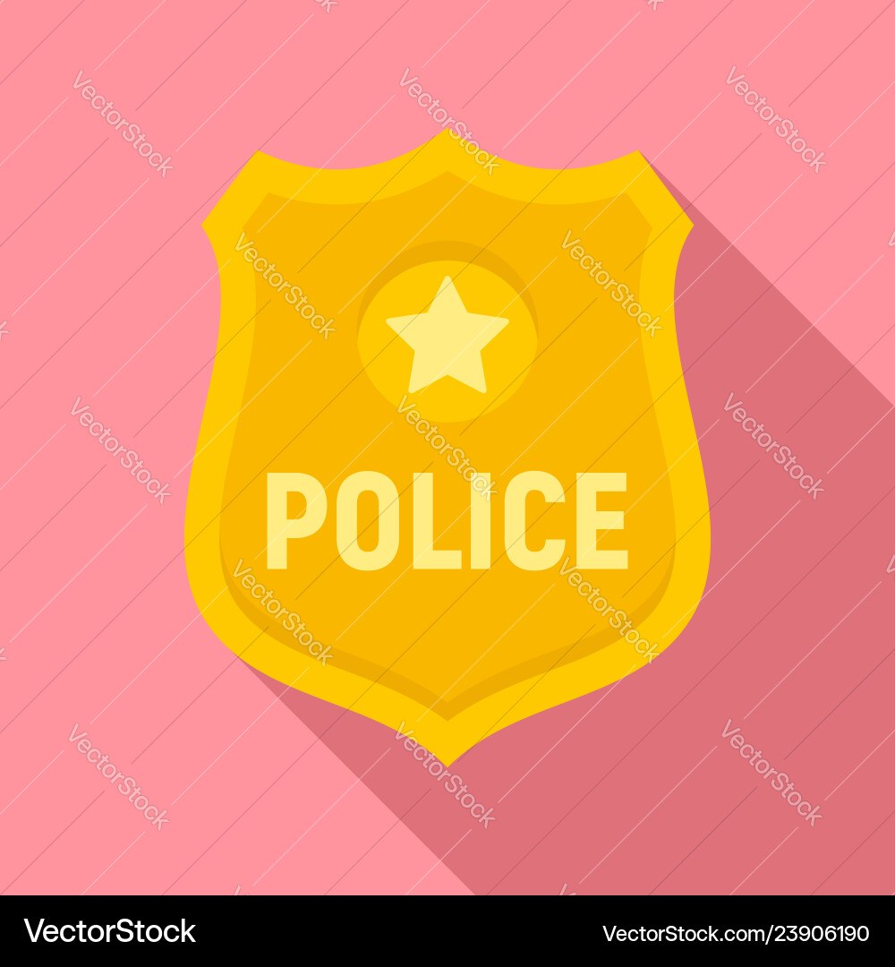 Police gold emblem icon flat style Royalty Free Vector Image