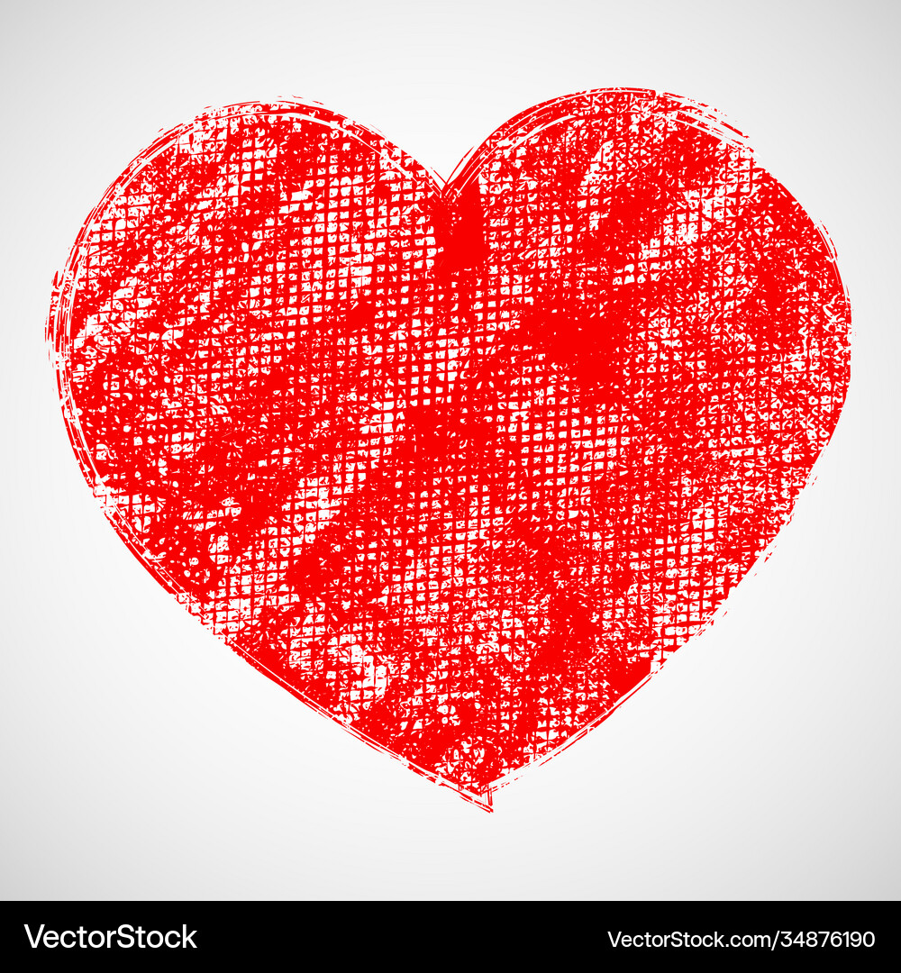 Red grunge rubber stamp with heart shape Vector Image