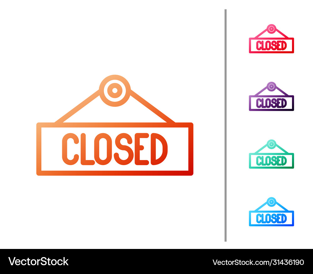 Red line hanging sign with text closed icon Vector Image