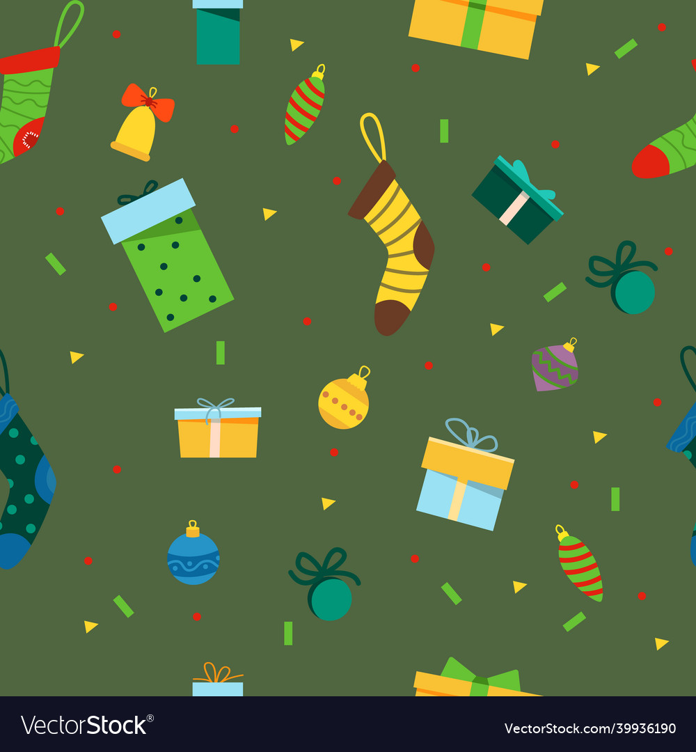 Seamless new years pattern in doodle style Vector Image
