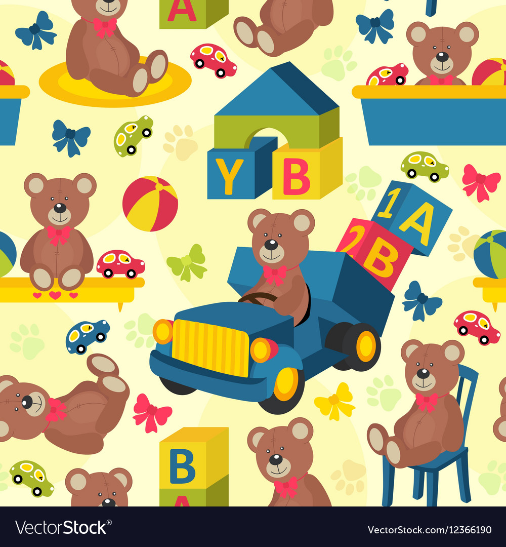 Seamless pattern teddy bear Royalty Free Vector Image