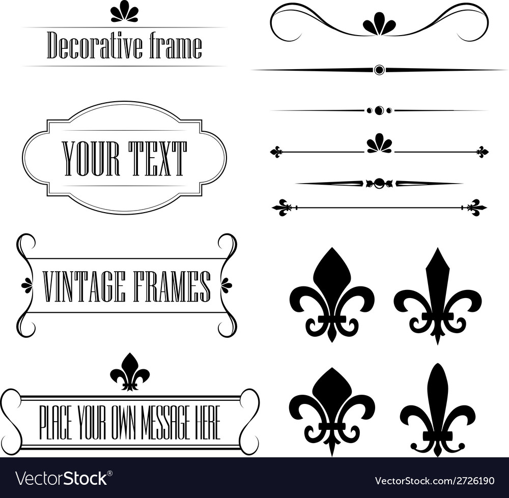 Set frames deviders and borders - fleur de lis Vector Image
