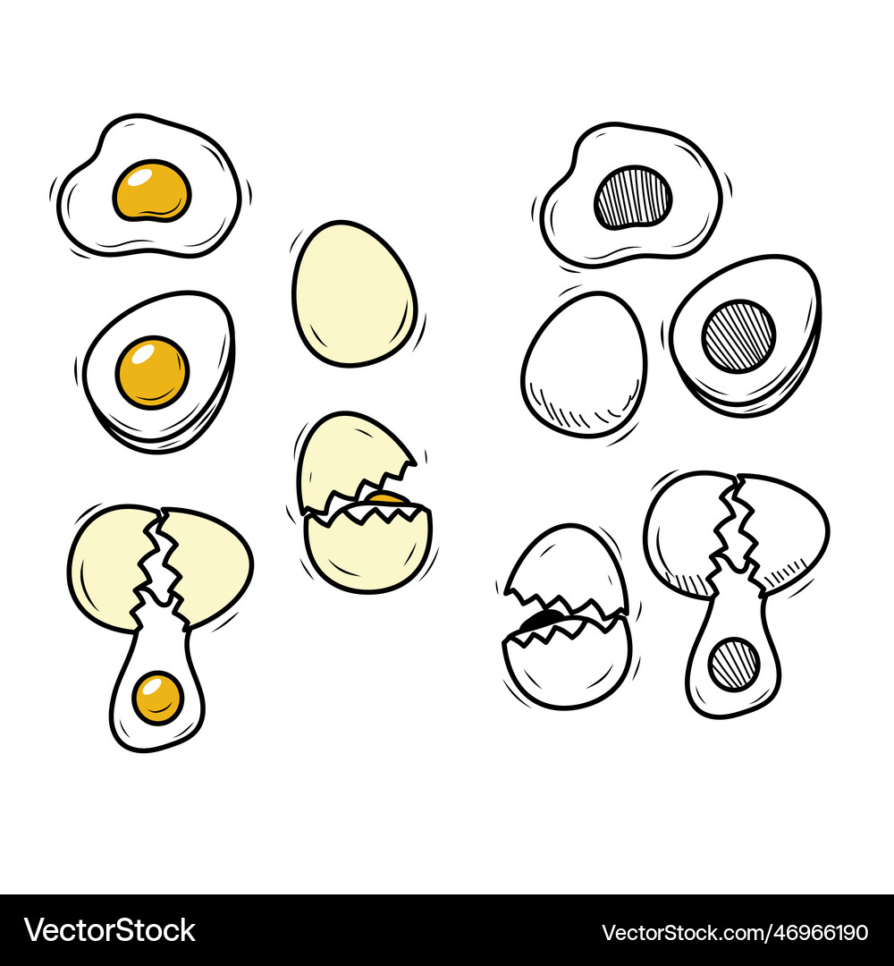 Set of eggs doodle isolated on white background Vector Image