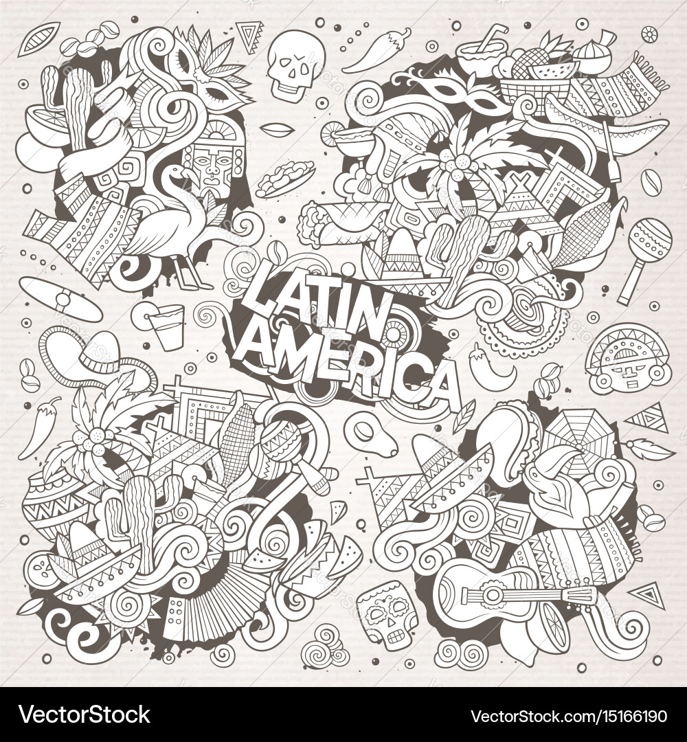 Sketchy hand drawn doodle latin american Vector Image