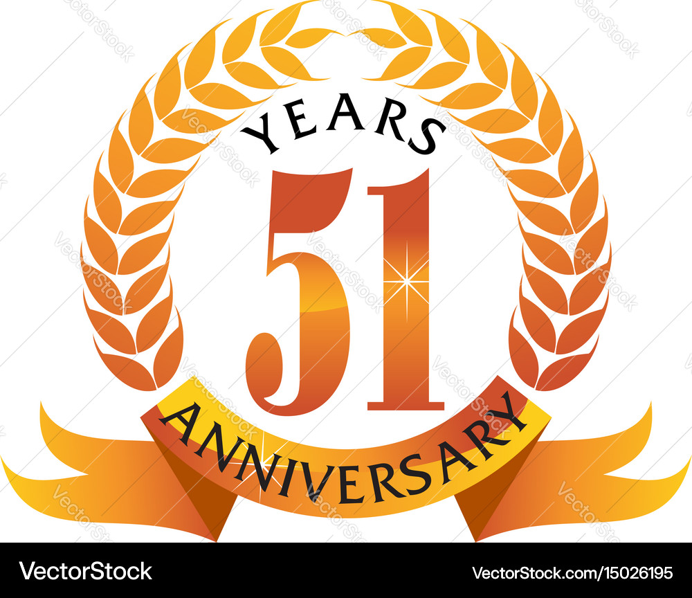 51 years ribbon anniversary Royalty Free Vector Image