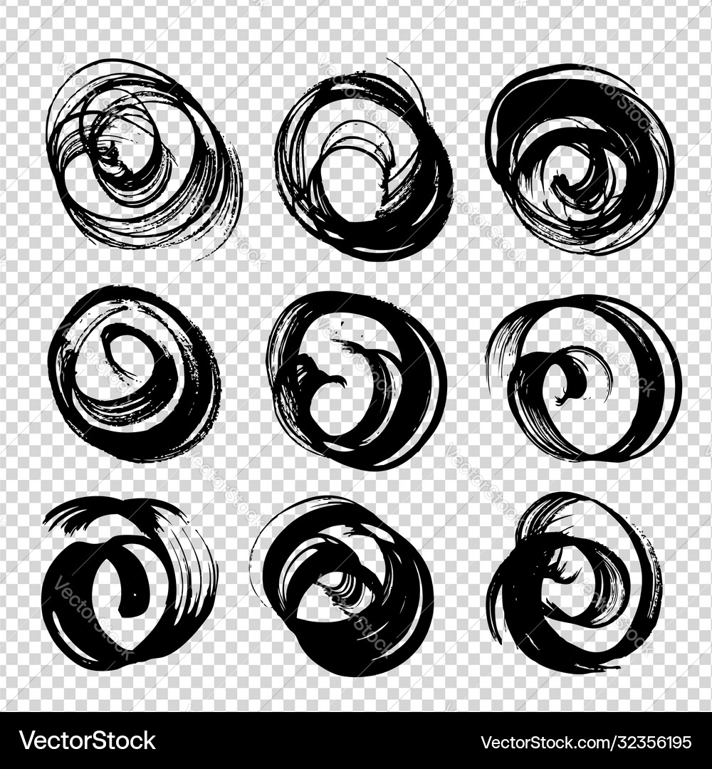 Abstract circle black textured smears isolated Vector Image
