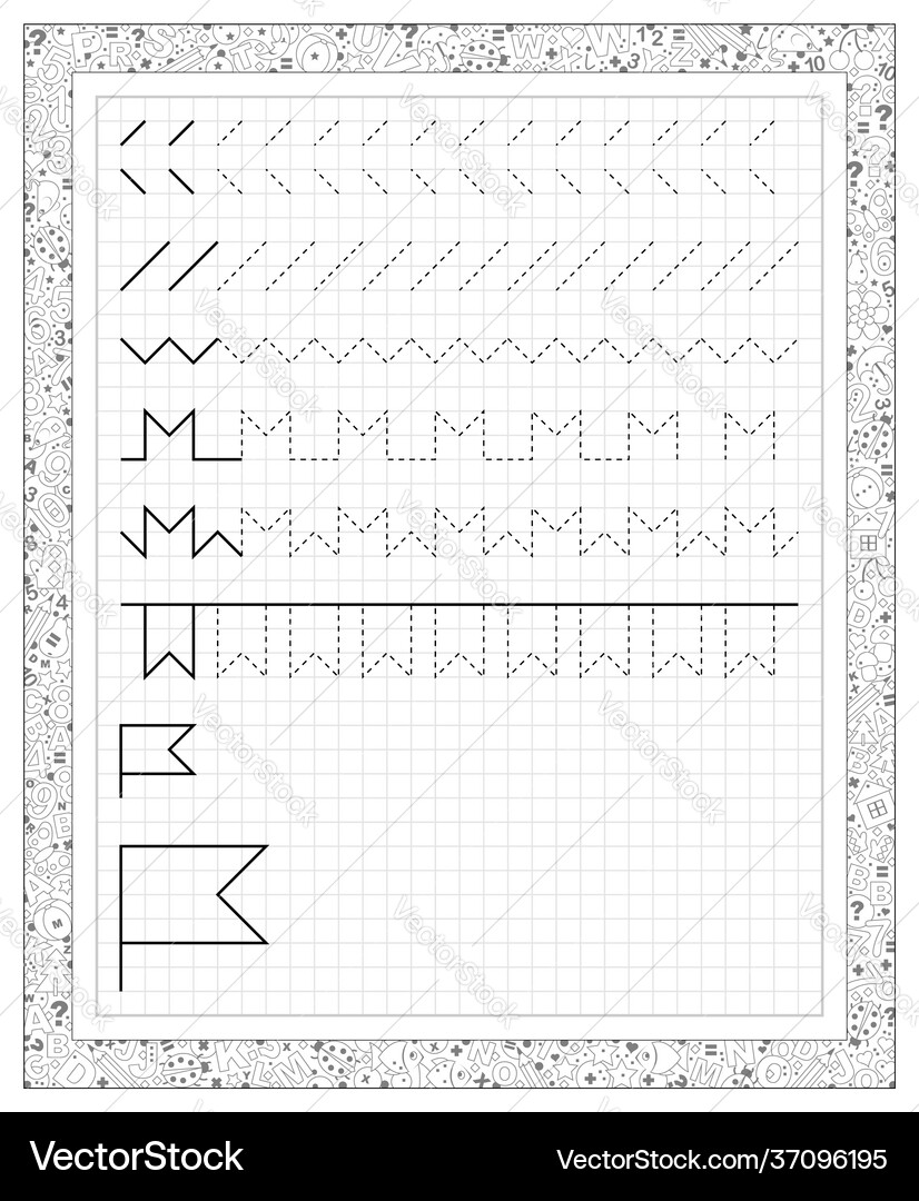 Black and white worksheet on a square paper Vector Image