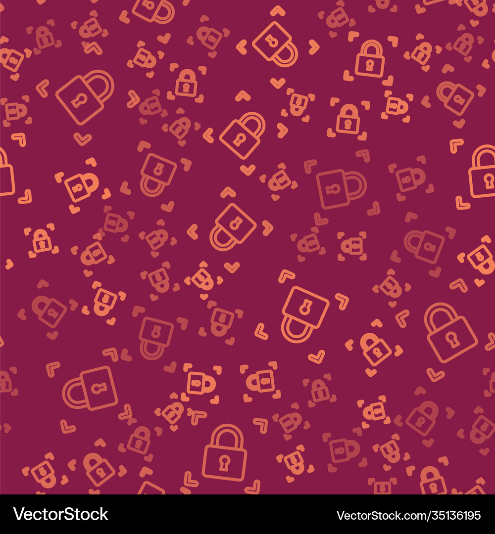 Brown line fingerprint with lock icon isolated Vector Image