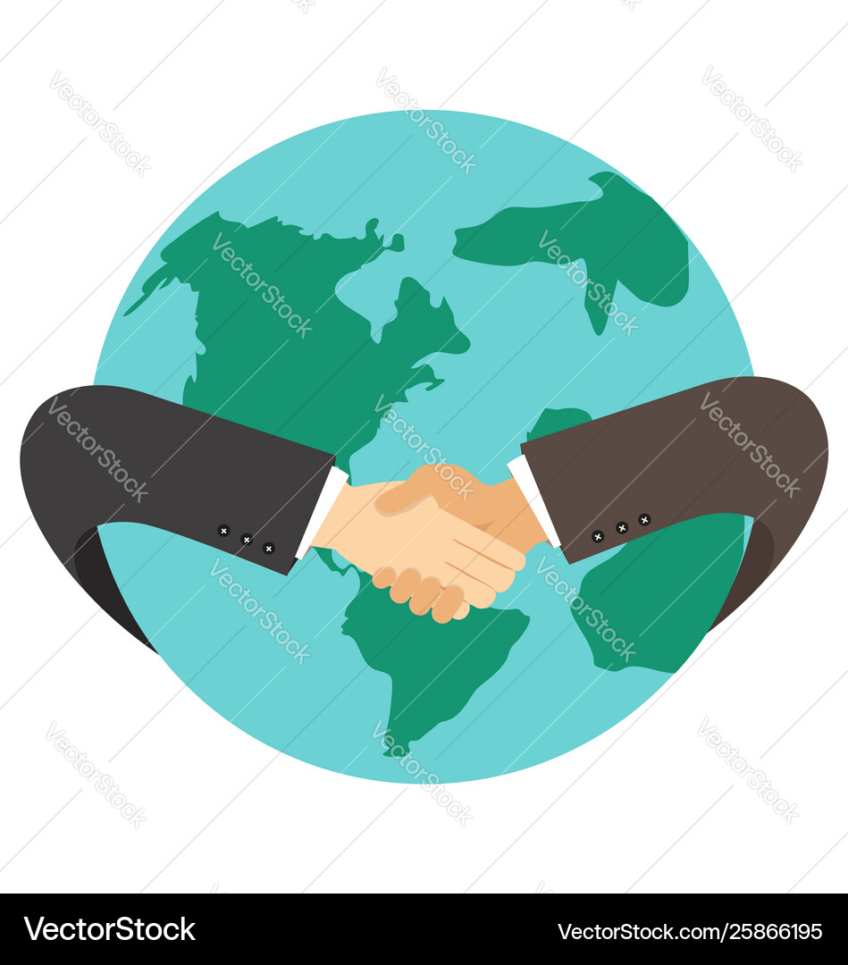 Businessman hand shaking with earth Royalty Free Vector