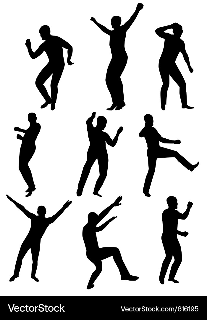 Collection of dancing young men Royalty Free Vector Image