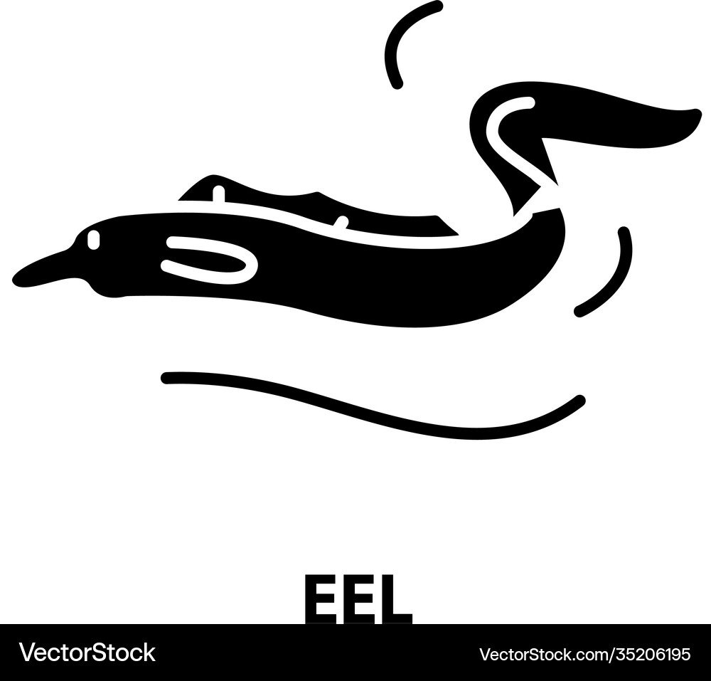 Eel icon black sign with editable strokes Vector Image