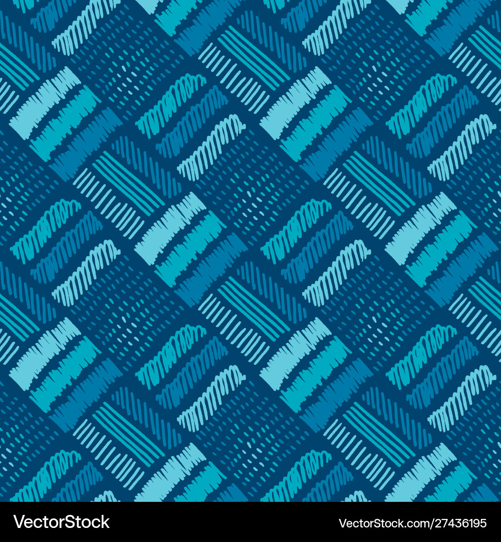 Hand drawn water blue tribal seamless pattern Vector Image