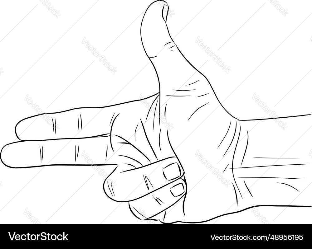 Human hand in shoot gun gesture Royalty Free Vector Image