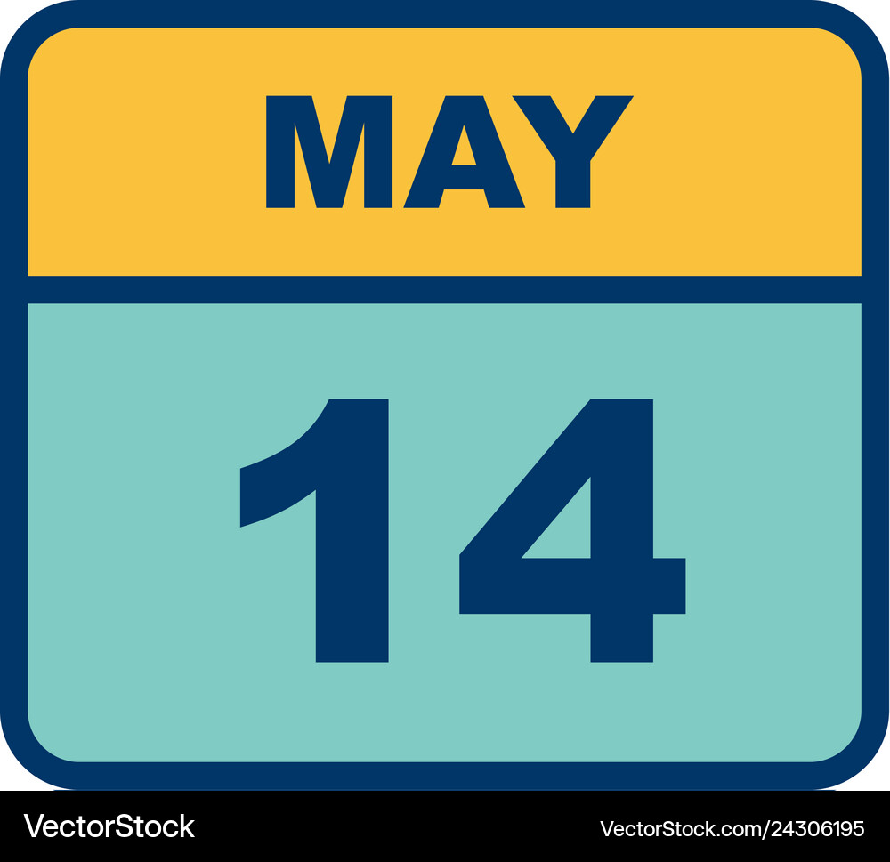 May 14th date on a single day calendar Royalty Free Vector
