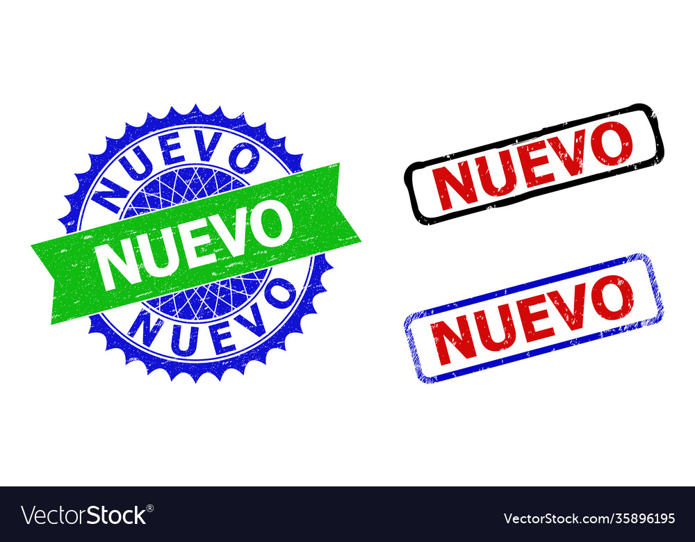 Nuevo rosette and rectangle bicolor stamp seals Vector Image