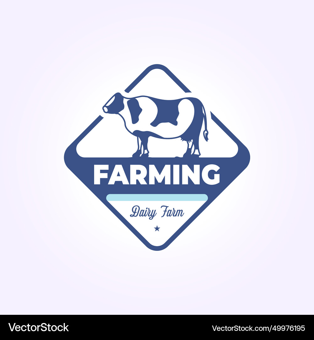 Rustic milk logo design emblem cattle farm icon Vector Image