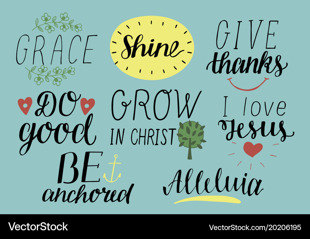 Set 8 hand lettering christian quotes Royalty Free Vector