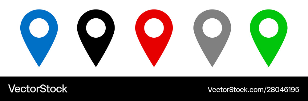 Set location pins blue black red gray Royalty Free Vector